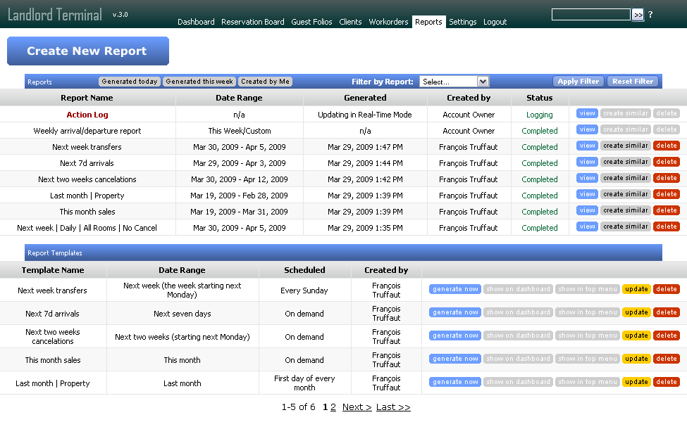 Features of web-based property management system: reservation board ...