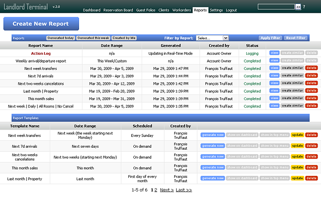 Features of web-based property management system: reservation board ...